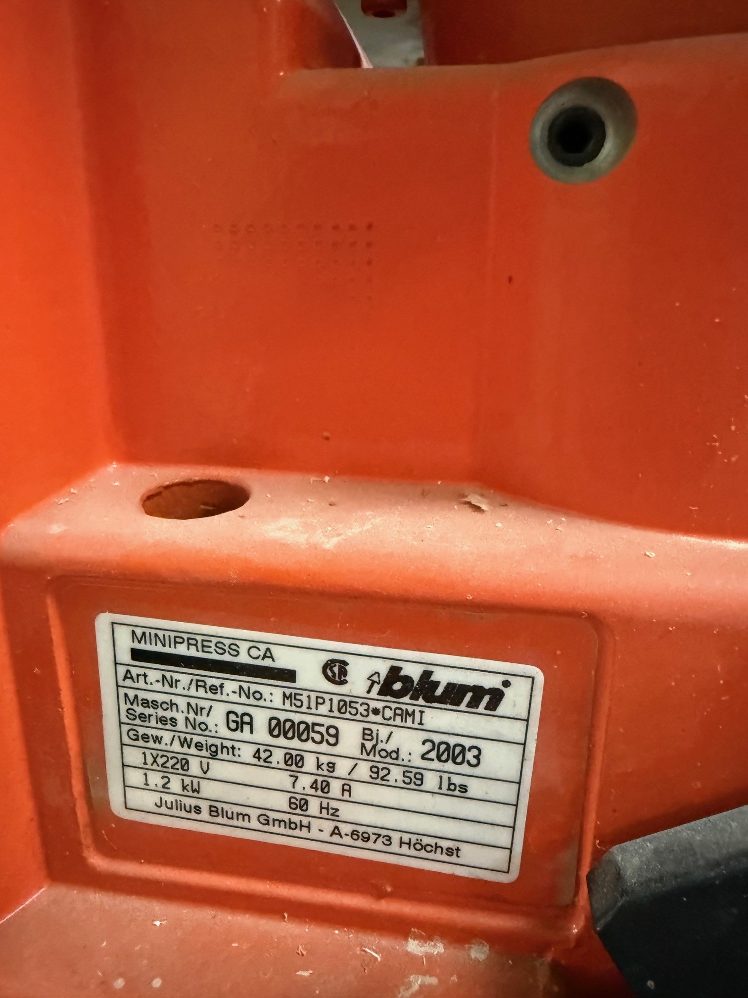 Perceuse inséreuse à penture Blum automatique Minipress